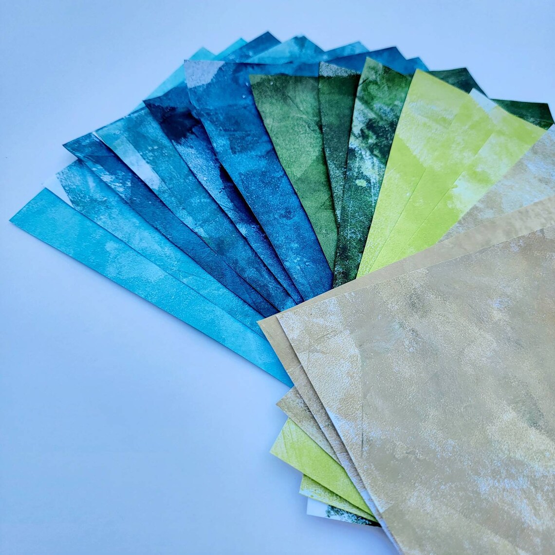 Mixed Media, Collage Paper Kits, Hand Painted Papers, Blue and Green ...