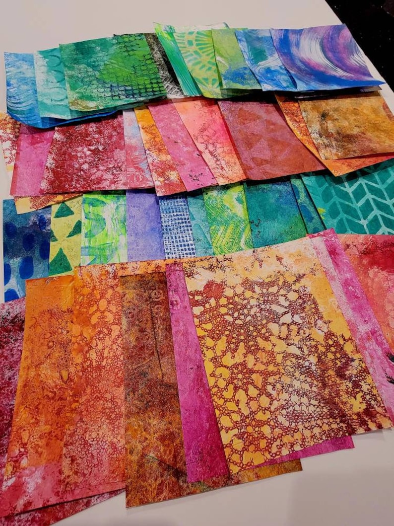 Multicolormixed Media, Collage Paper Kits, Hand Painted Papers. 40 A6 ...