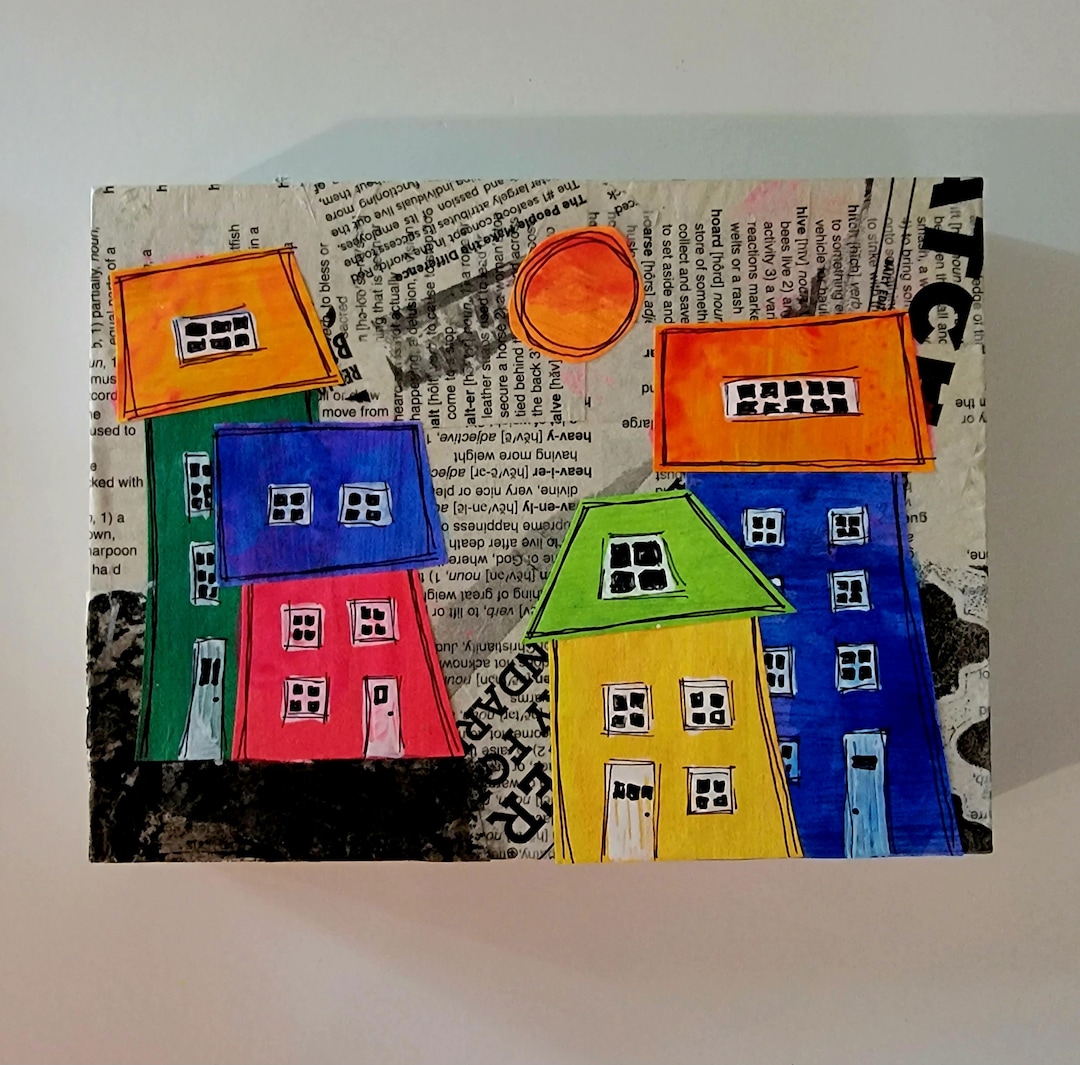 Original Mixed Media Art Canvas | Collage Mixed Media | Collage Art ...