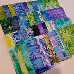 Multicolormixed Media, Collage Paper Kits, Hand Painted Papers. 40 A6 ...