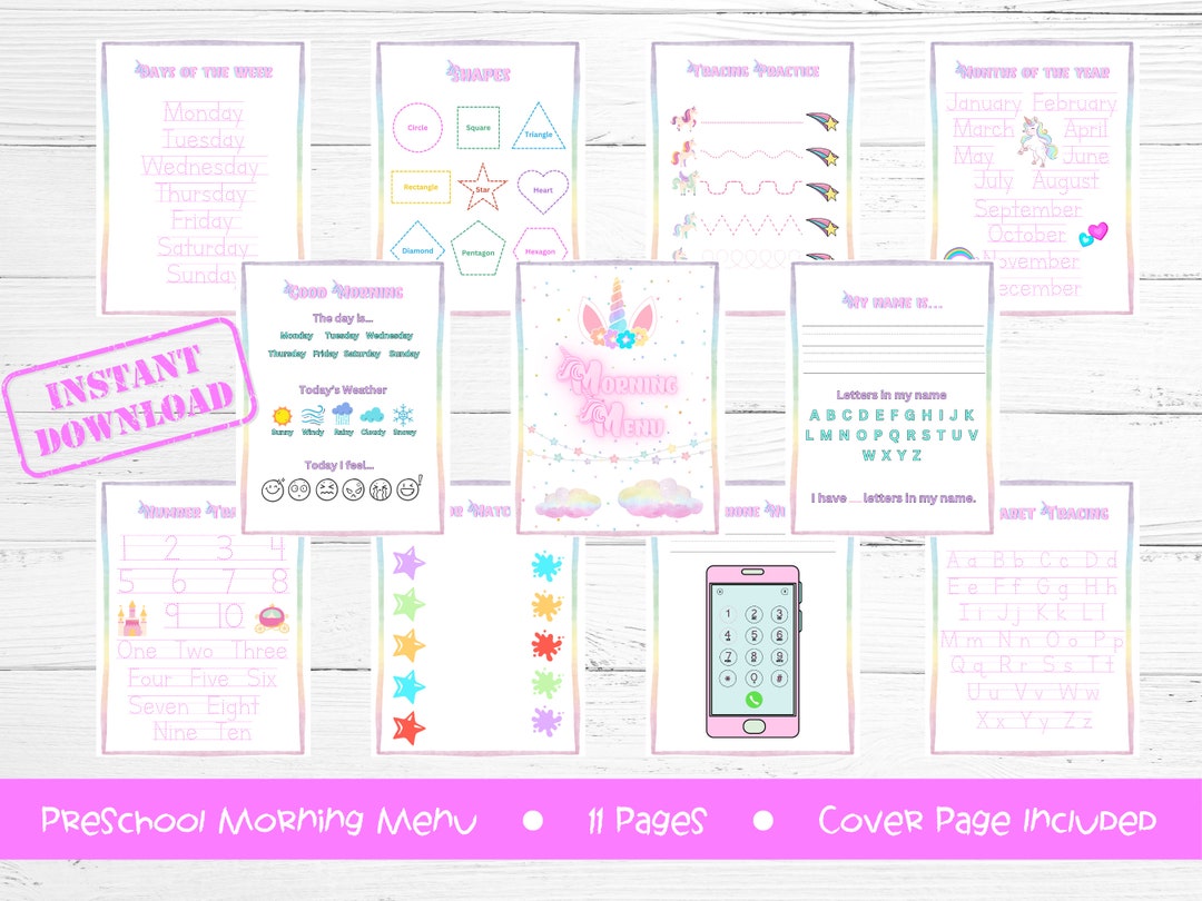 Morning Menu - Preschool - Printable - Instant Download - Alphabet ...