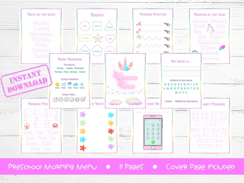 Morning Menu - Preschool - Printable - Instant Download - Alphabet ...