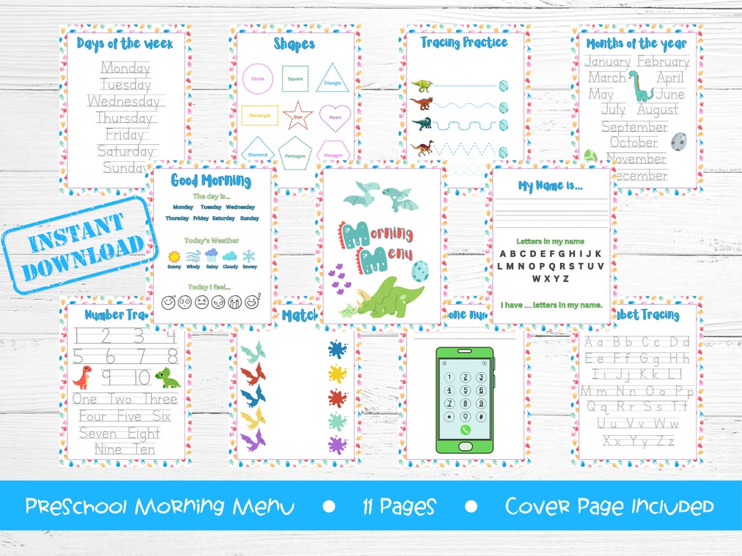 Morning Menu - Preschool - Printable - Instant Download - Alphabet ...