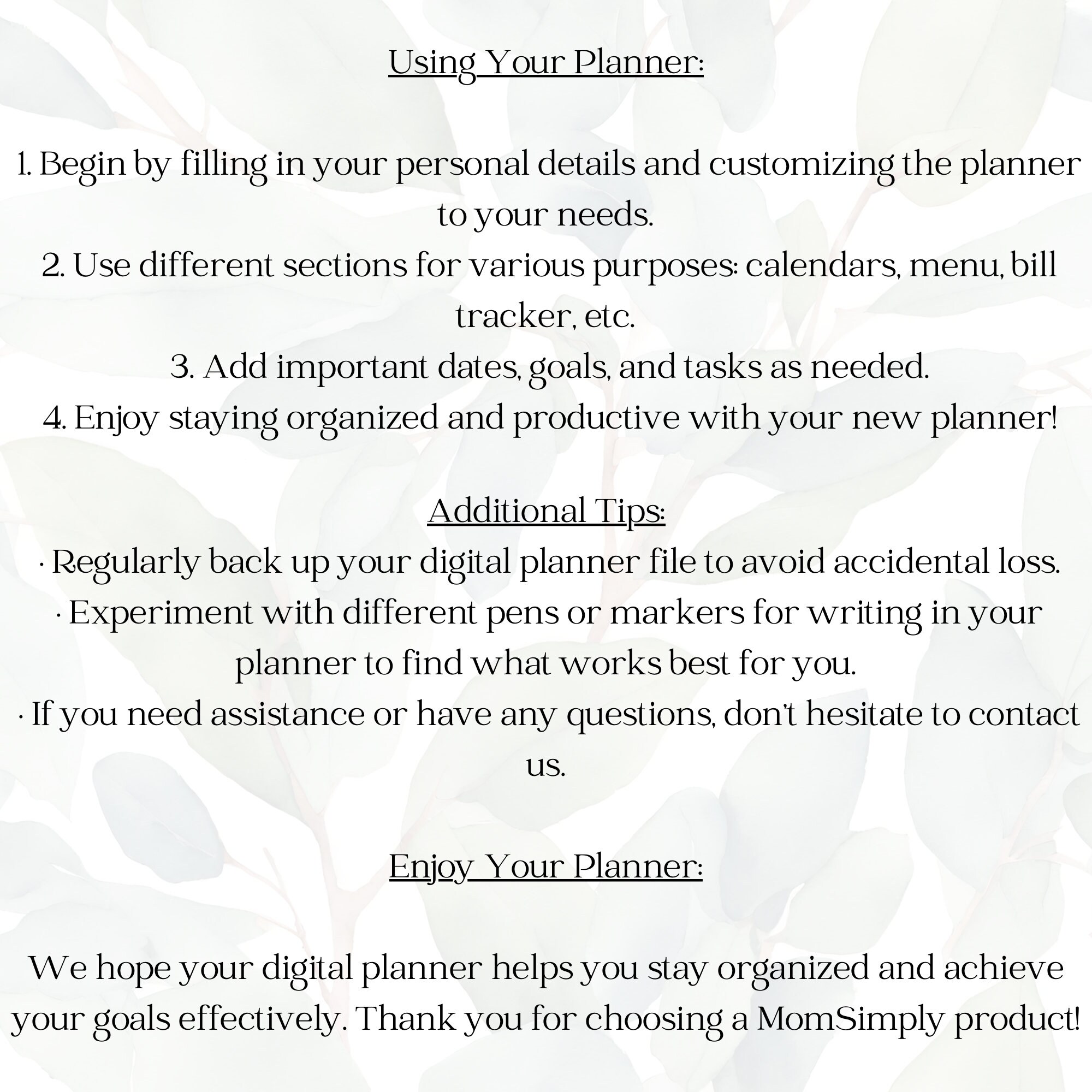 Eucalyptus 2024 Mom Planner, Stay Organized, Busy Moms, Monthly ...