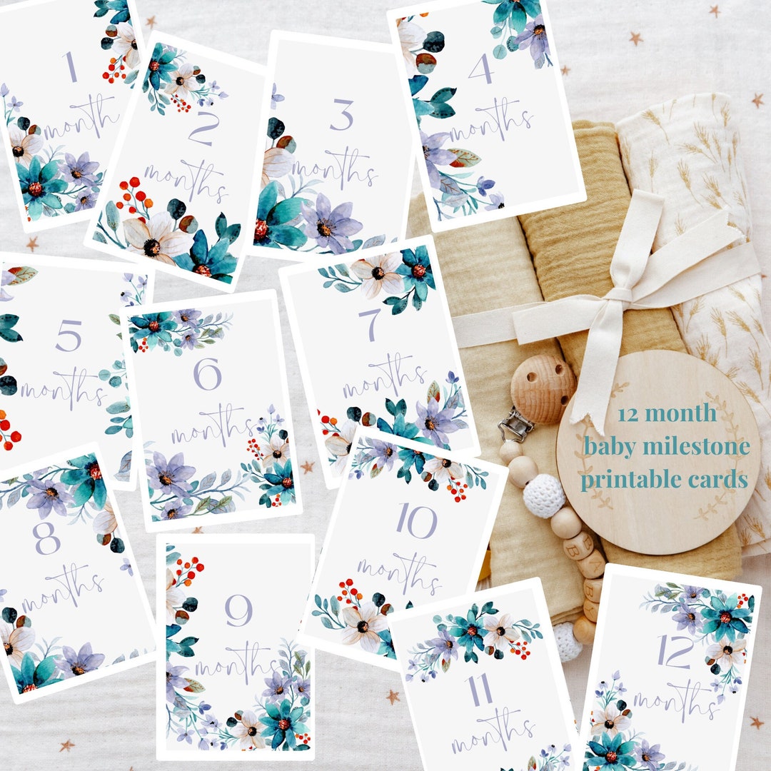 Watercolor Baby Milestone Cards – 12-month Printable Photo Props - Etsy