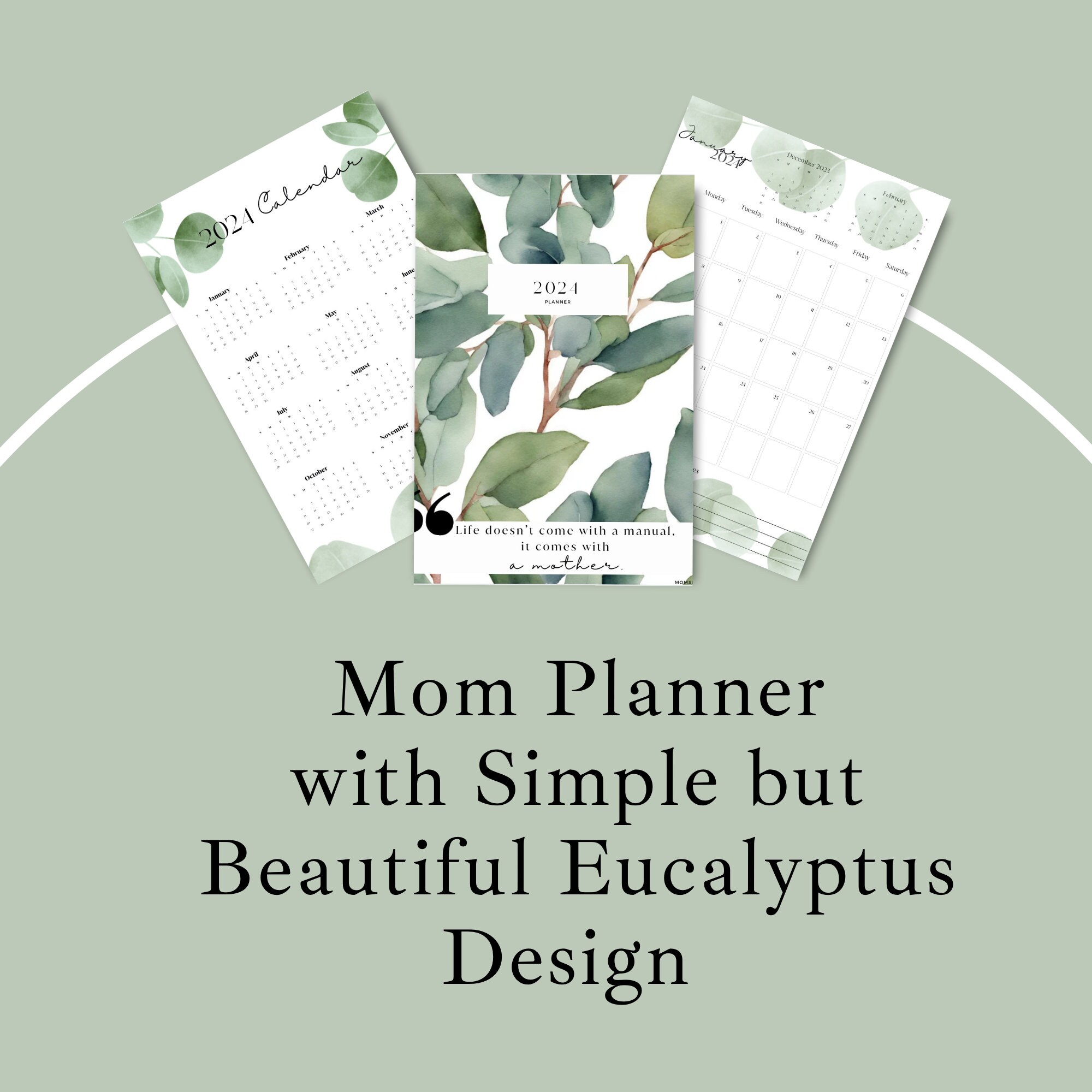 Eucalyptus 2024 Mom Planner, Stay Organized, Busy Moms, Monthly ...