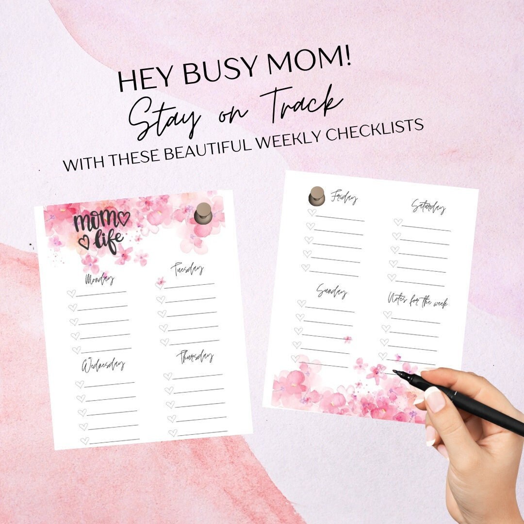 Printable Weekly Planner for Moms – Floral Design. - Etsy