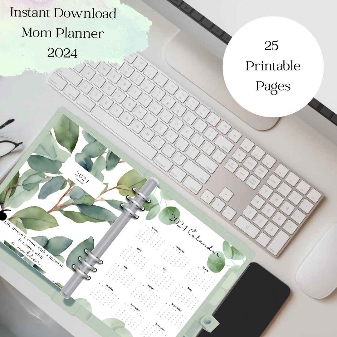 Eucalyptus 2024 Mom Planner, Stay Organized, Busy Moms, Monthly ...
