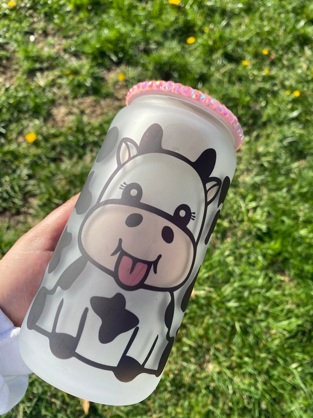 Cow Cups Cow Bling Cups Cow Tumbler Cow Glass Cups Cow Design Cups Gift ...