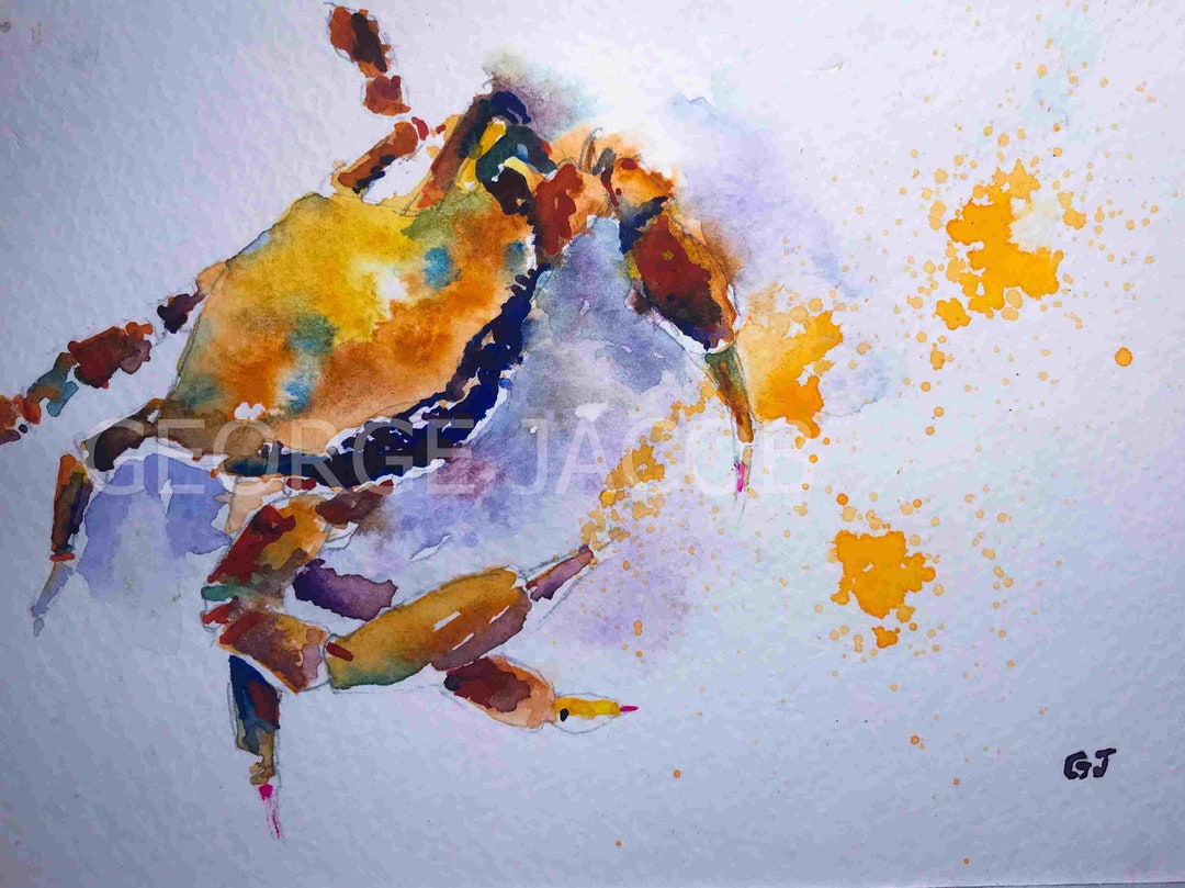 Crab Watercolor Paintings /sea Creatures Watercolor, Watercolor Crab ...