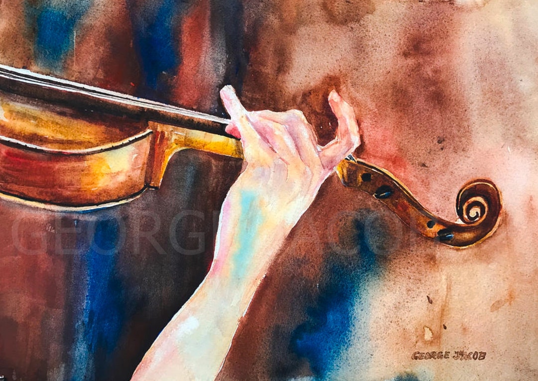 Violin Player Watercolor /musical Instruments Watercolor, Musician Gift ...