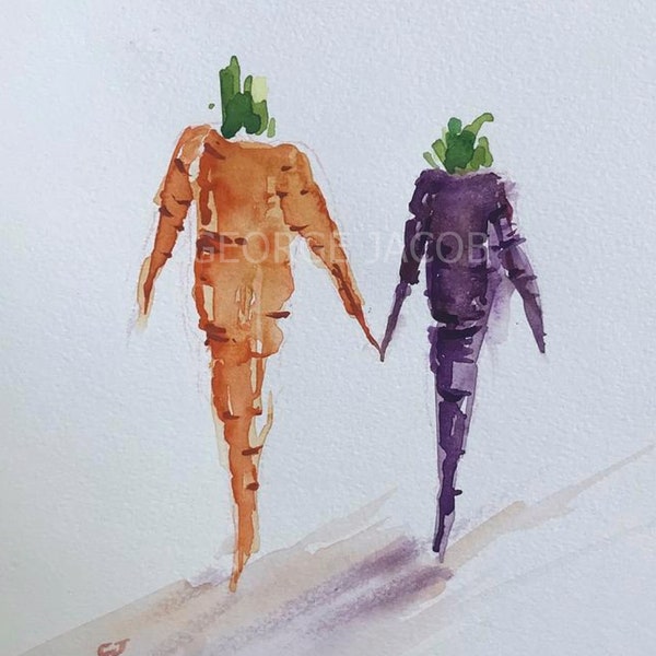 Watercolor Carrots - Etsy