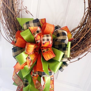 Pumpkin Wired Ribbon Bow: Fall Decor, Mailbox & Wreath Accent - Etsy