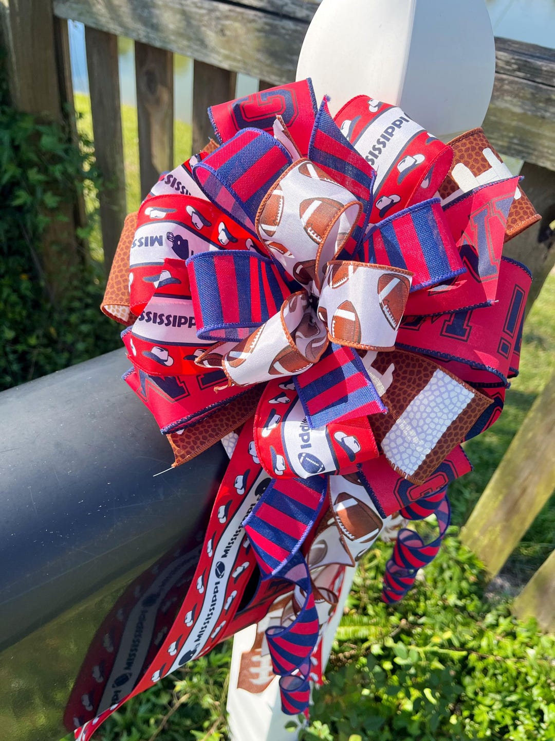 Mississippi Football Bow: Red, White & Blue Wreath Decor - Etsy