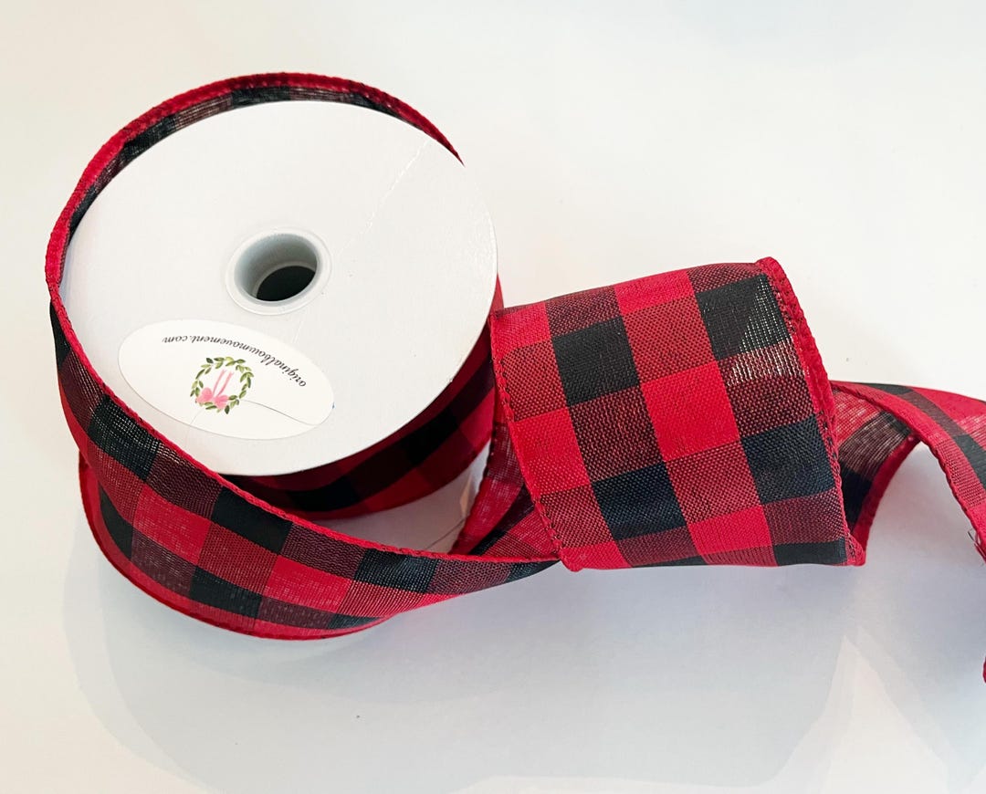 Red and Black Buffalo Check Wired Ribbon - 2.5” X 10 Yards - Etsy