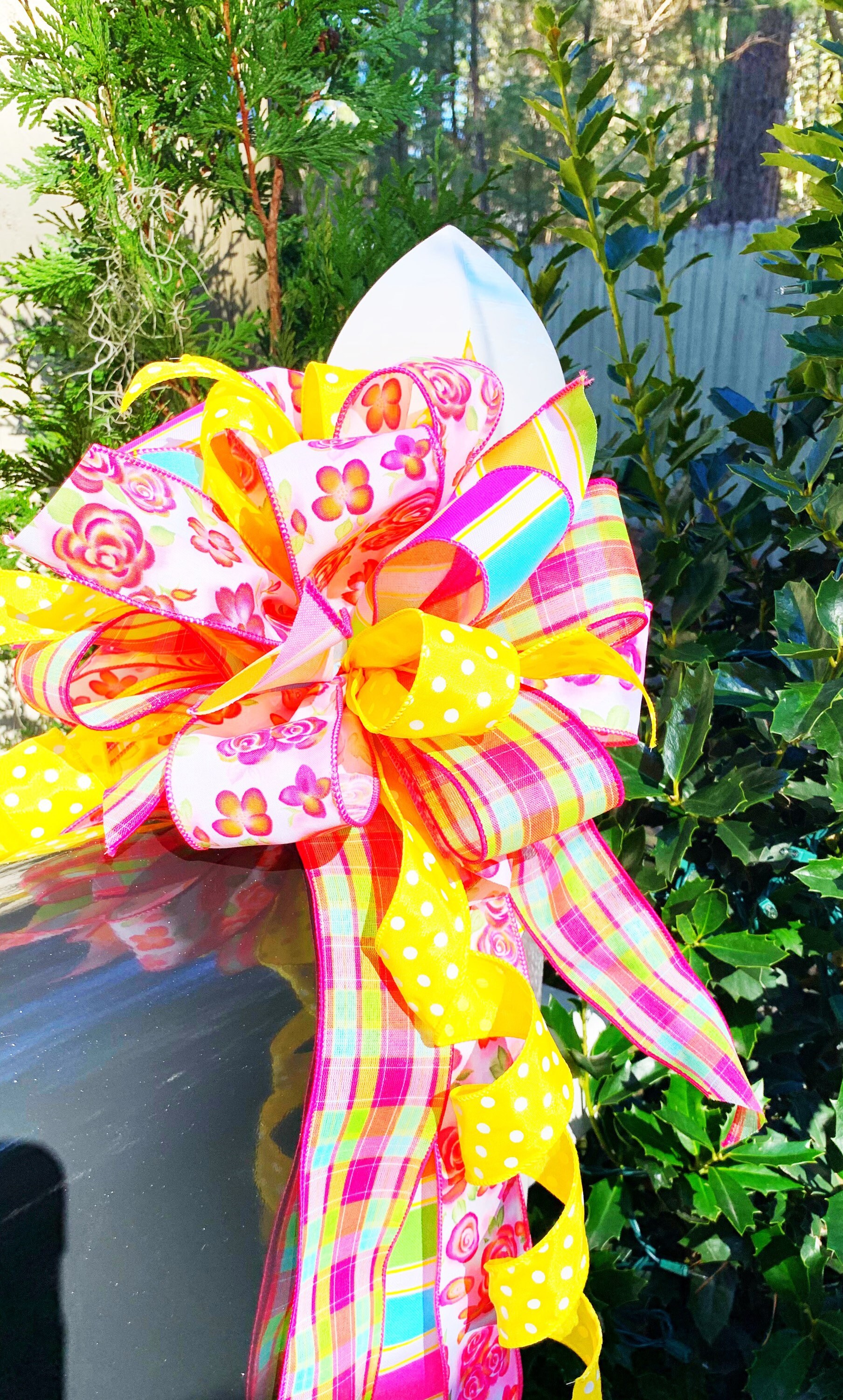 Bright Floral Wreath Bow: Summer Mailbox Decor - Etsy