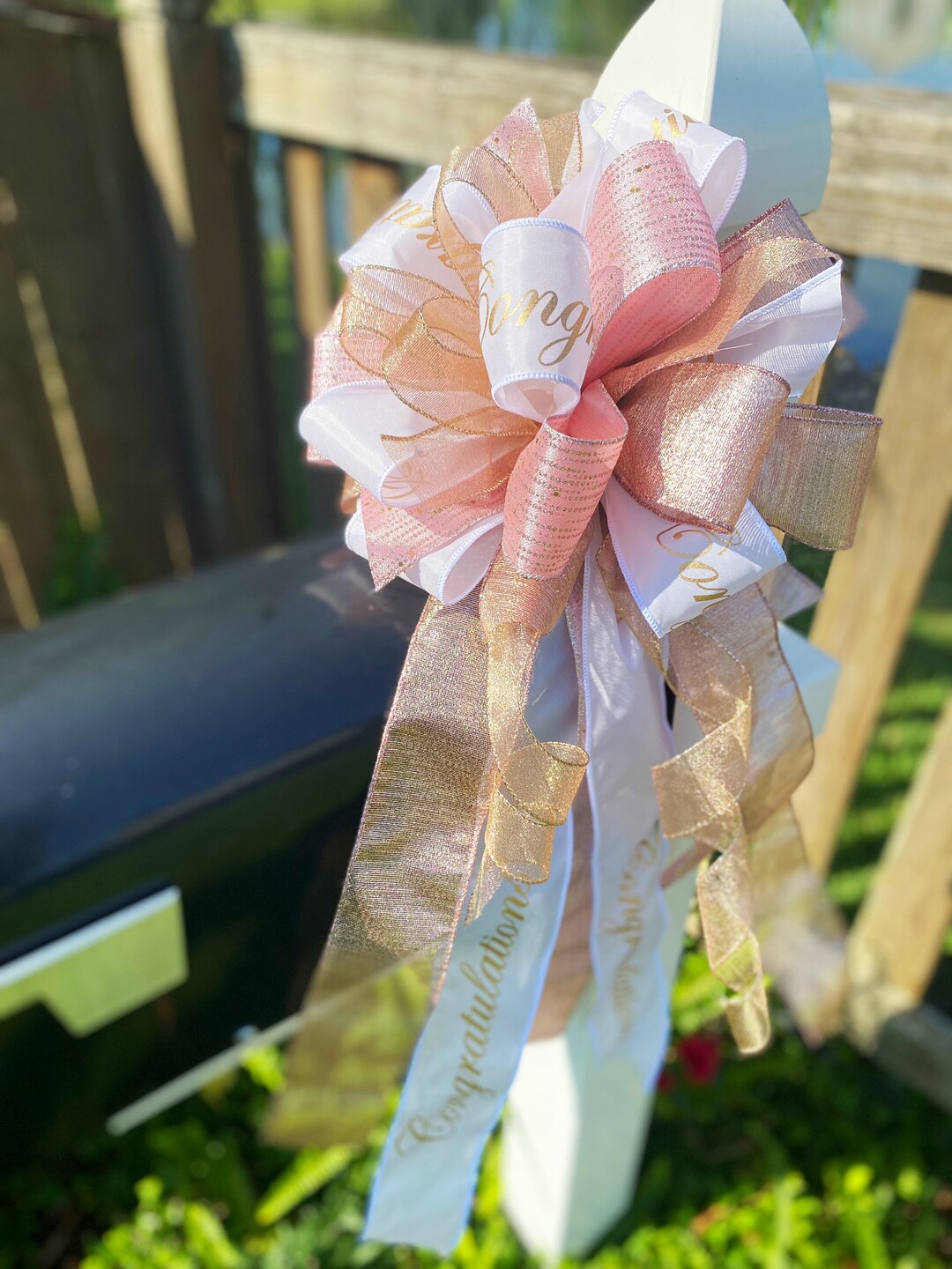 Congratulations Bow in Rose Gold Gold and White. Perfect for - Etsy