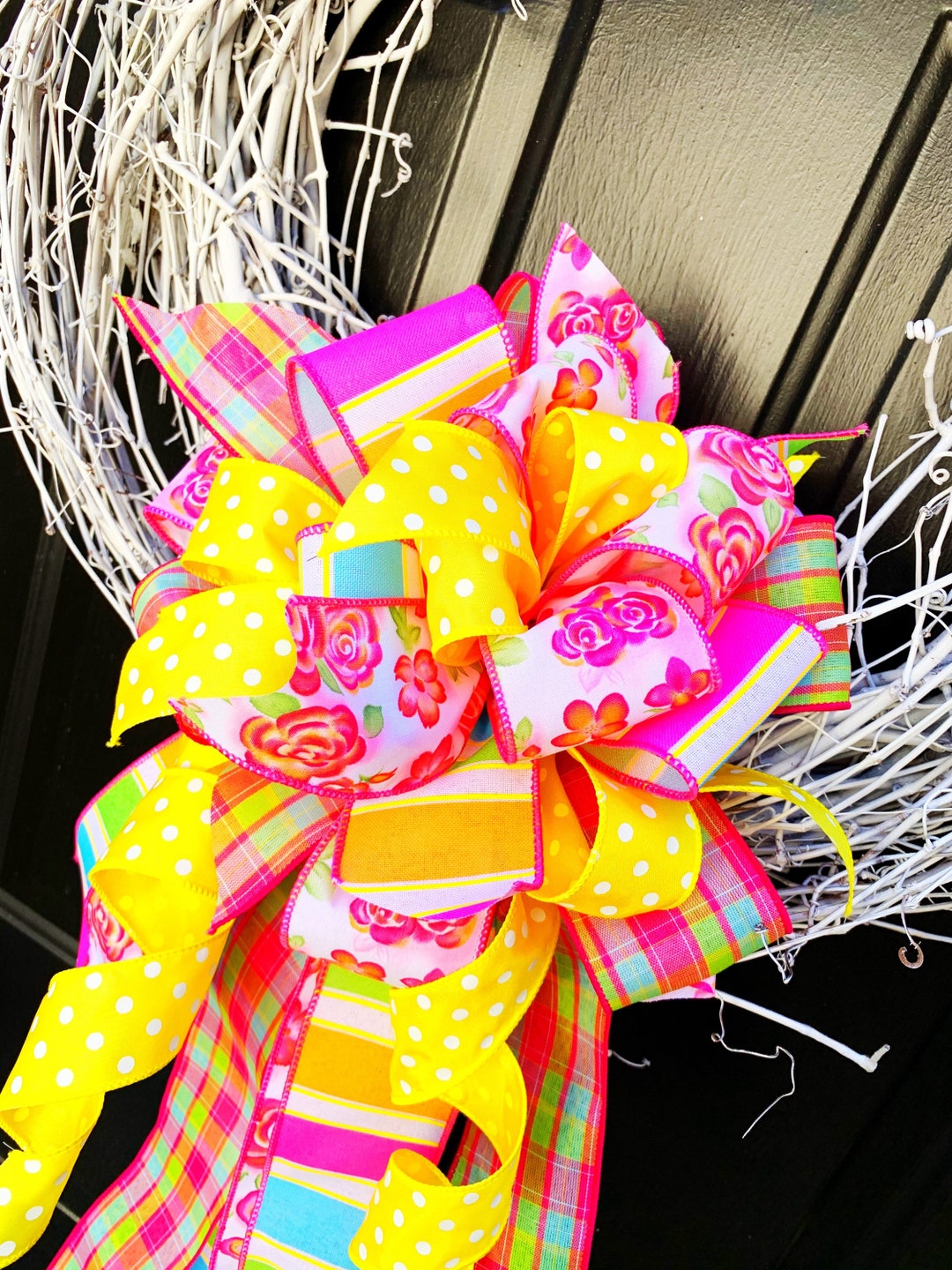 Bright Floral Wreath Bow: Summer Mailbox Decor - Etsy