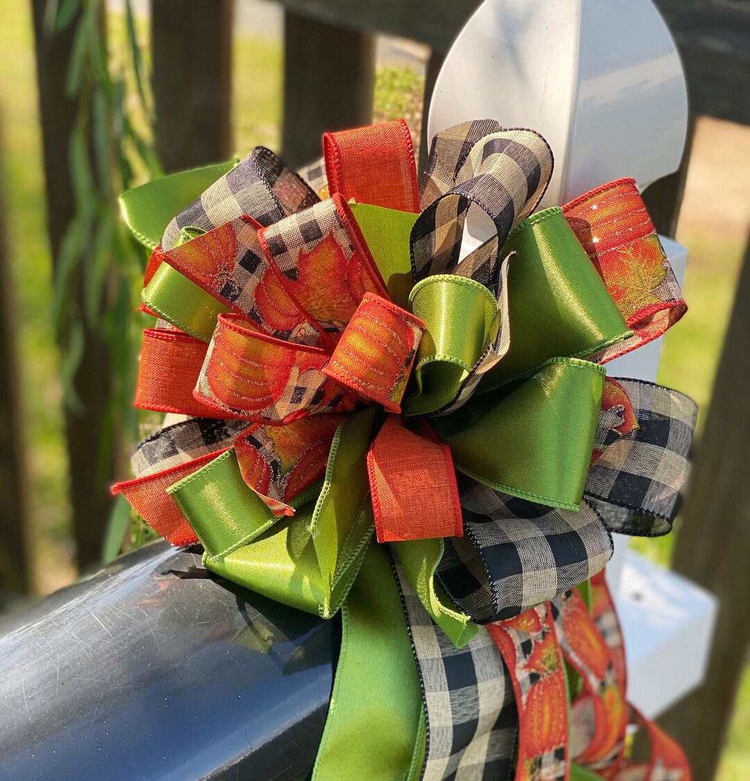 Pumpkin Wired Ribbon Bow: Fall Decor, Mailbox & Wreath Accent - Etsy