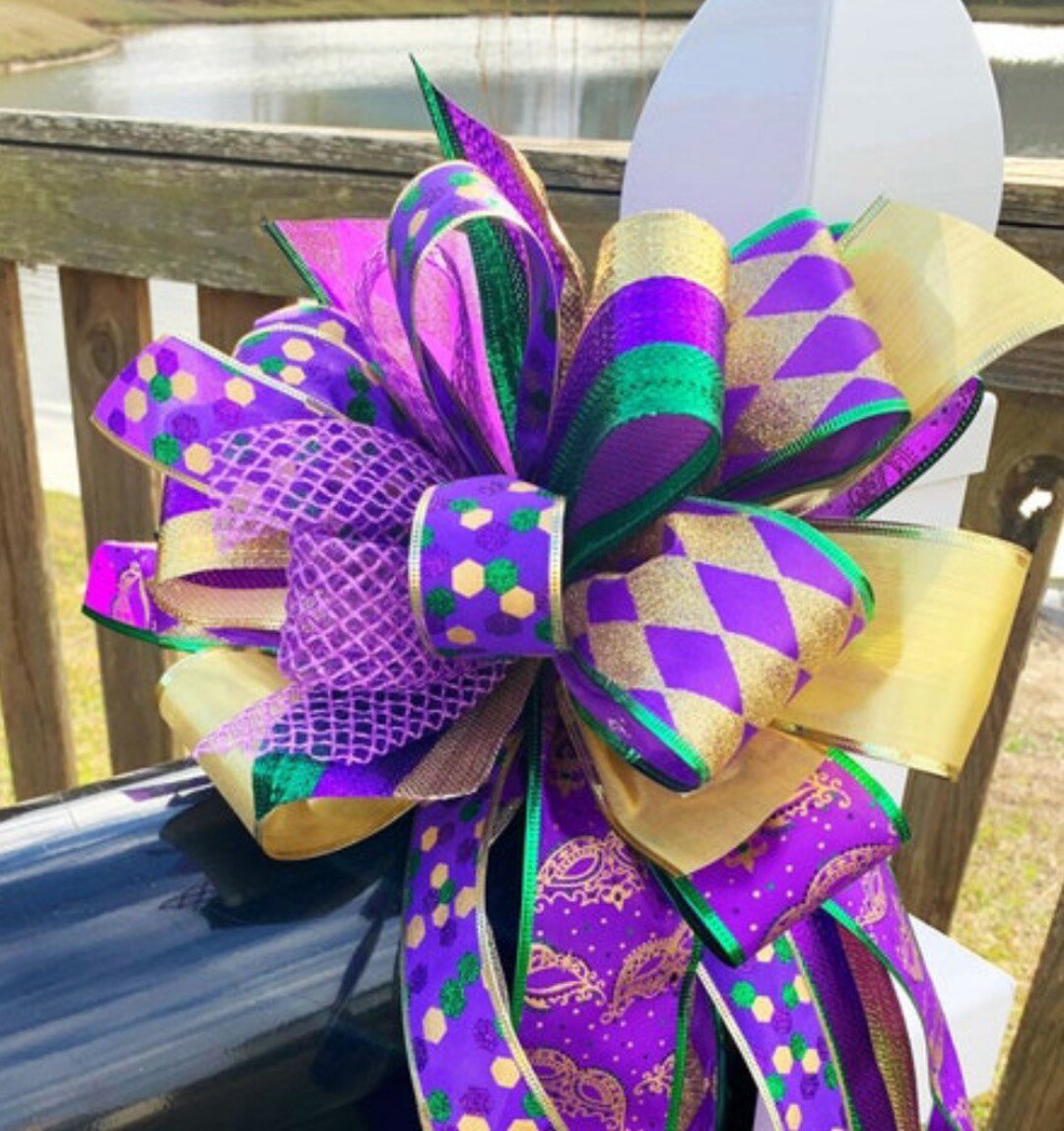 Everyday Collection Mardi Gras Bow, Mardi Gras Ribbon, Mardi Gras Decor ...