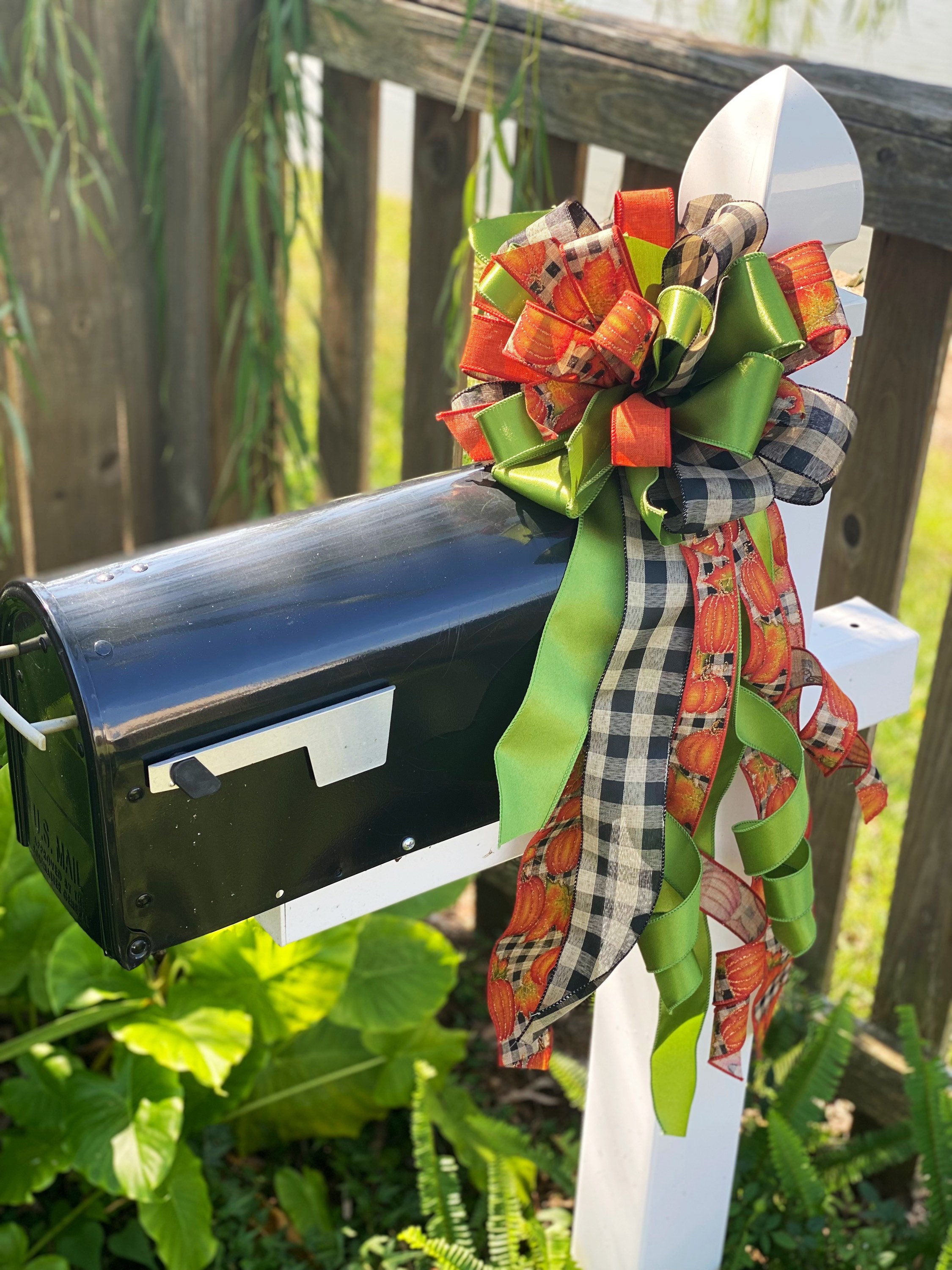 Pumpkin Wired Ribbon Bow: Fall Decor, Mailbox & Wreath Accent - Etsy