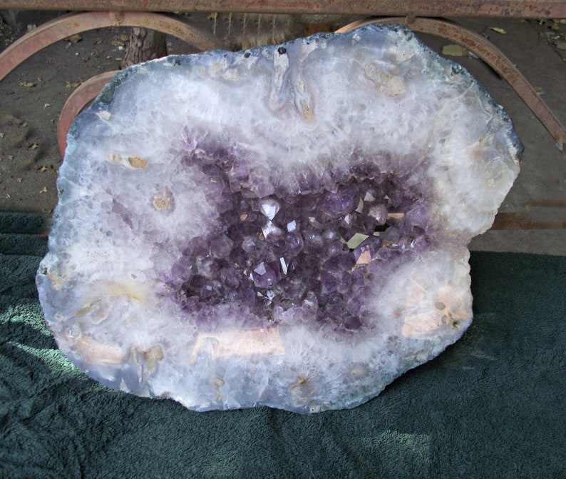 Large Amethyst Geode Slice/ Huge Amethyst Geode/ Pink Amethyst ...