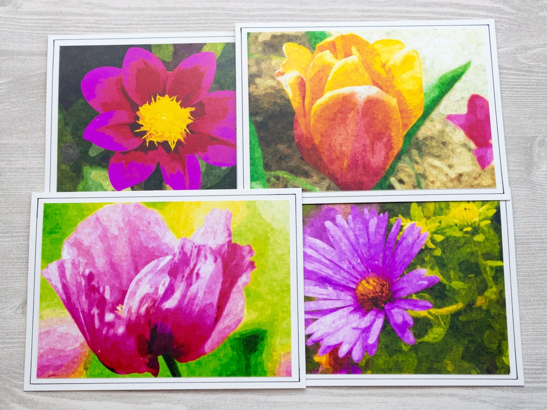 Blank Note Cards, Photo Notecards, Floral Stationery Set, Flower ...