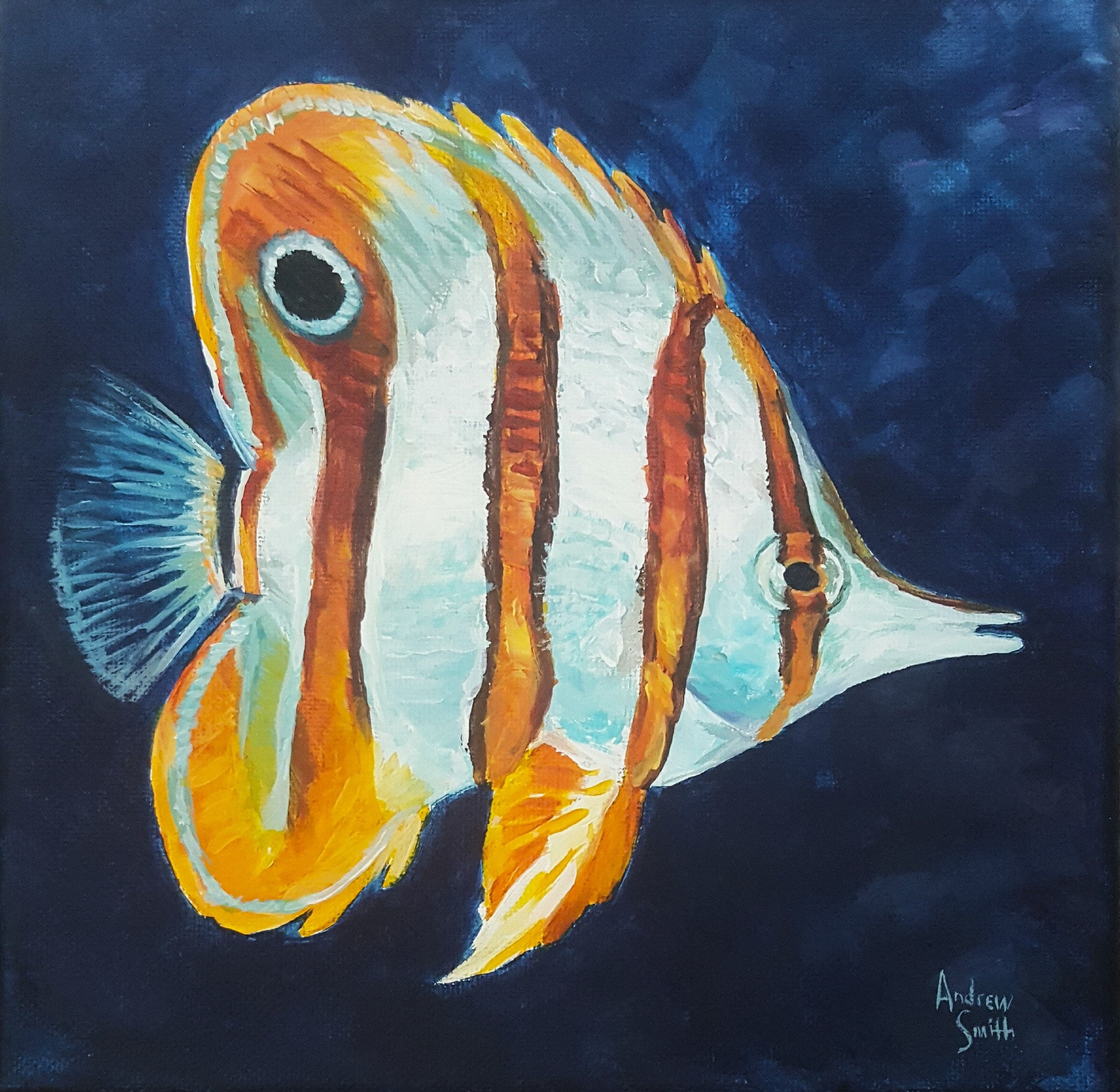Copperband Butterfly Fish - Hand-painted Acrylic Painting - Tropical ...