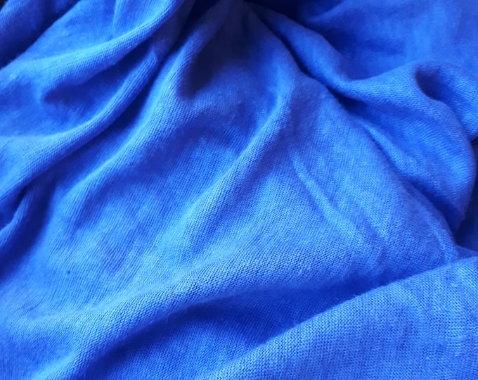 100% Linen Knit Fabric / Blue Linen Jersey Fabric - Etsy