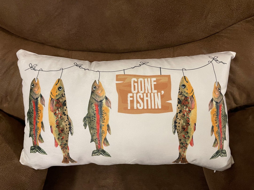 Fishing Decor Fishing Pillow Cabin Decor Camper Decor Rustic Decor Man ...