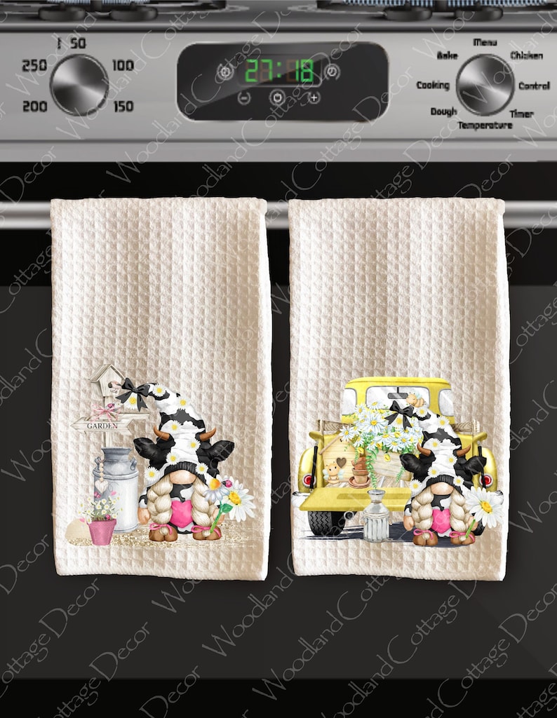 Cow Gnome Decor Cow Towel Set Farm Style Kitchen Towels Cow Decor ...