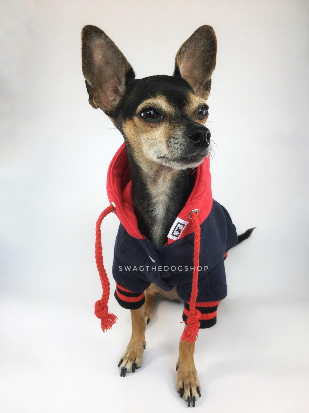 Navy and Red Fleece Dog Hoodie – Warm Pet Sweater - Etsy