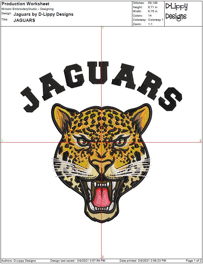 Jaguars Mascot Logo - Embroidery Machine Design - Etsy