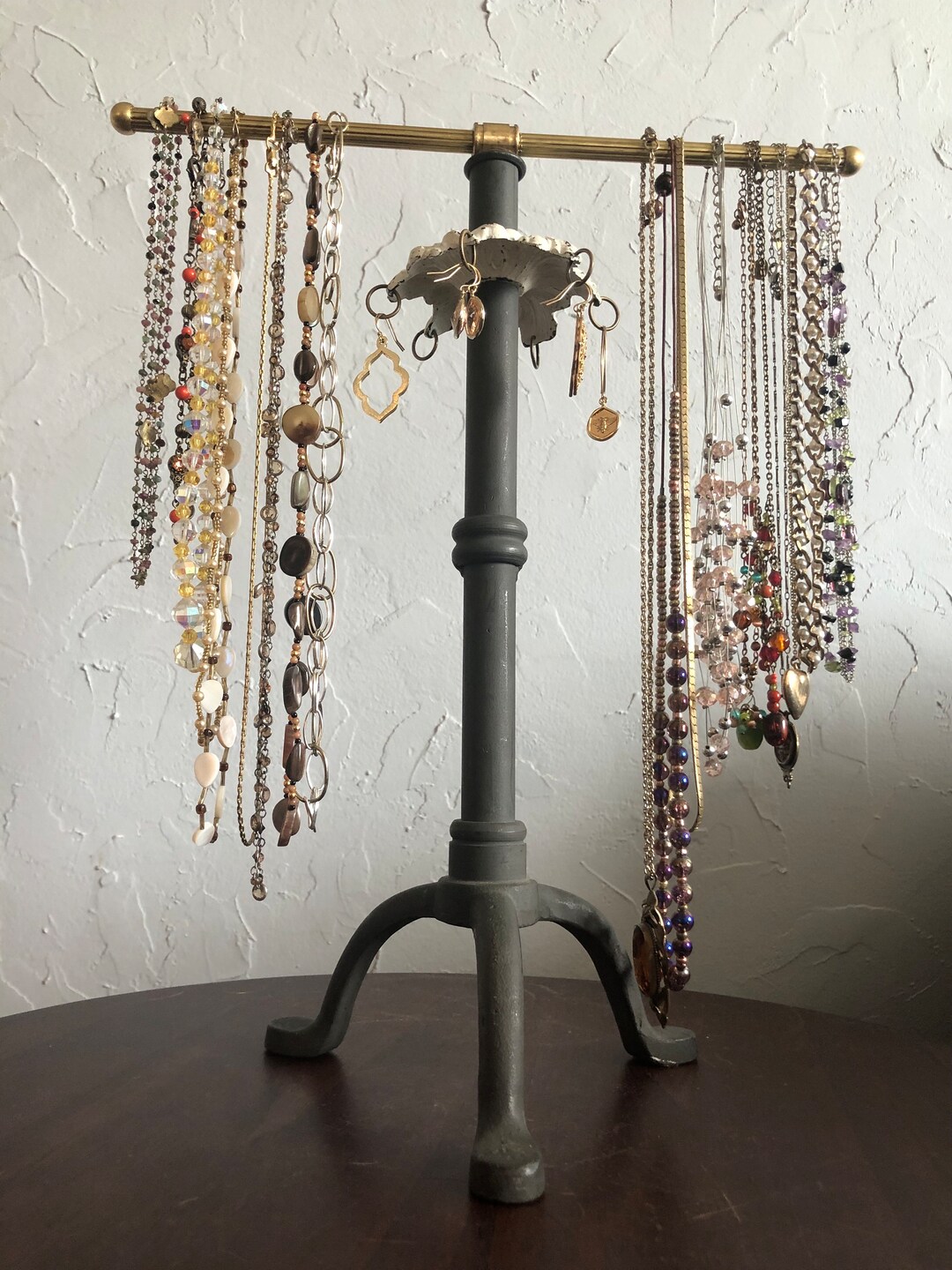 Metal Jewelry Holder Repurposed Lamp Jewelry Stand Steampunk Style ...