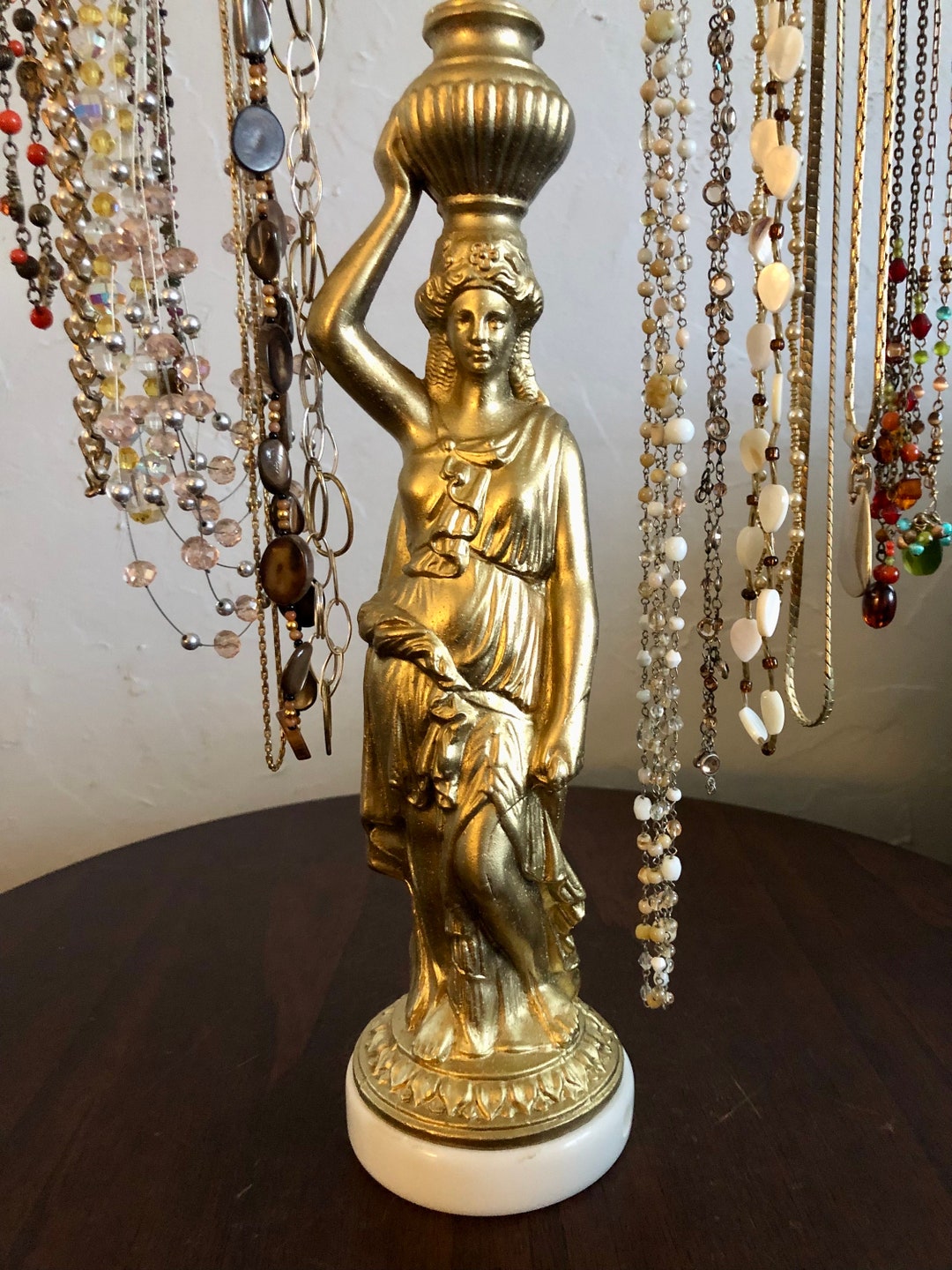 Vintage Metal Goddess Sculpture Jewelry Stand Repurposed Vintage Lamp ...
