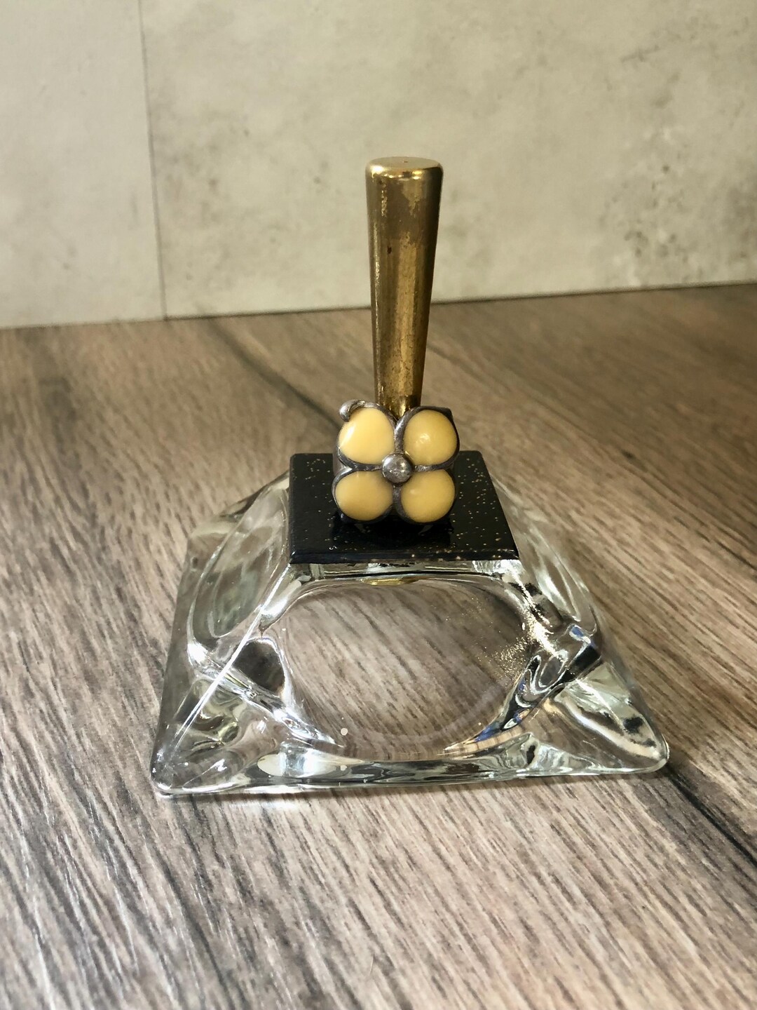 Vintage Glass Ring Holder Ring Display Ring Dish Jewelry Holder Brass ...