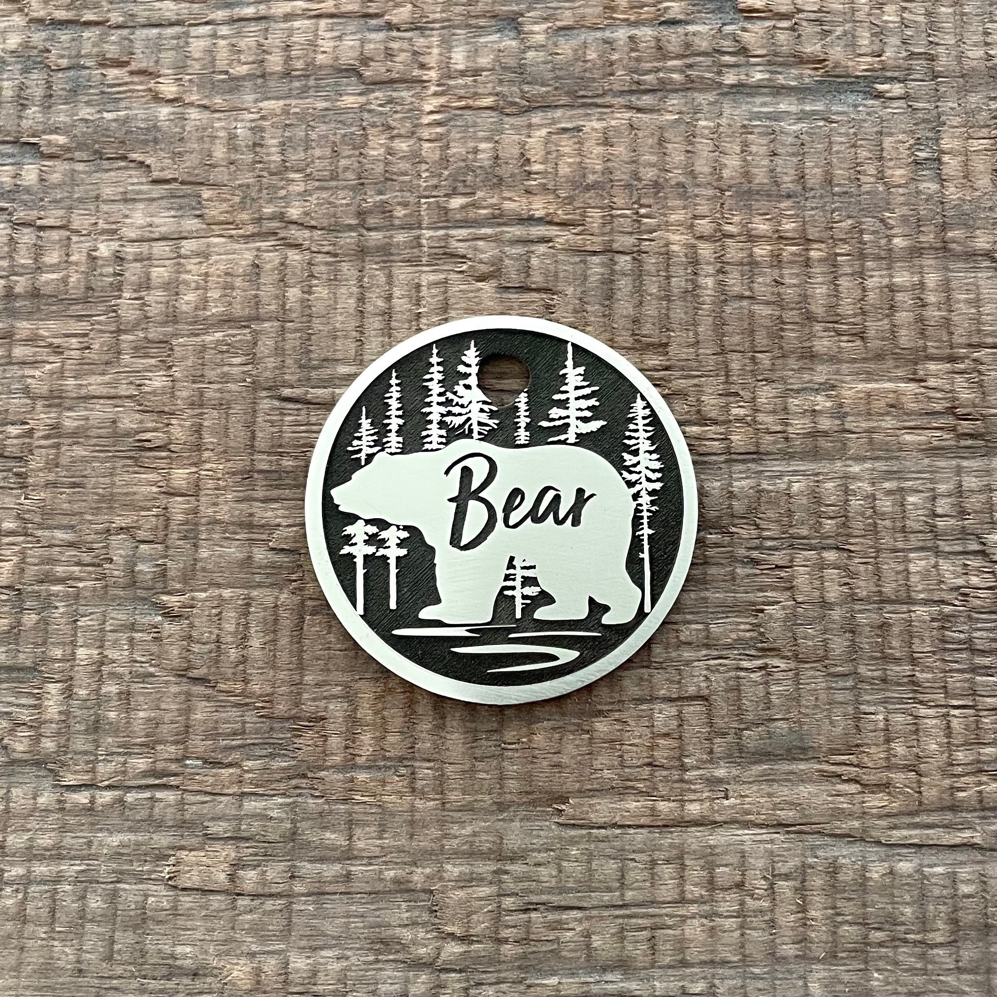 Bear Dog Tag Pet ID Tag Personalized Brass Dog Tag Dog ID | Etsy