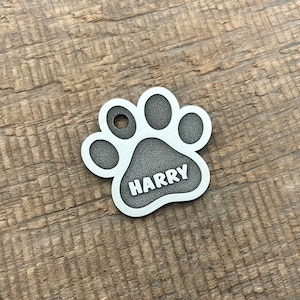 Paw Print Dog Tag, Paw Shape Pet ID Tag, Cat ID Tag, Custom Dog Tags ...