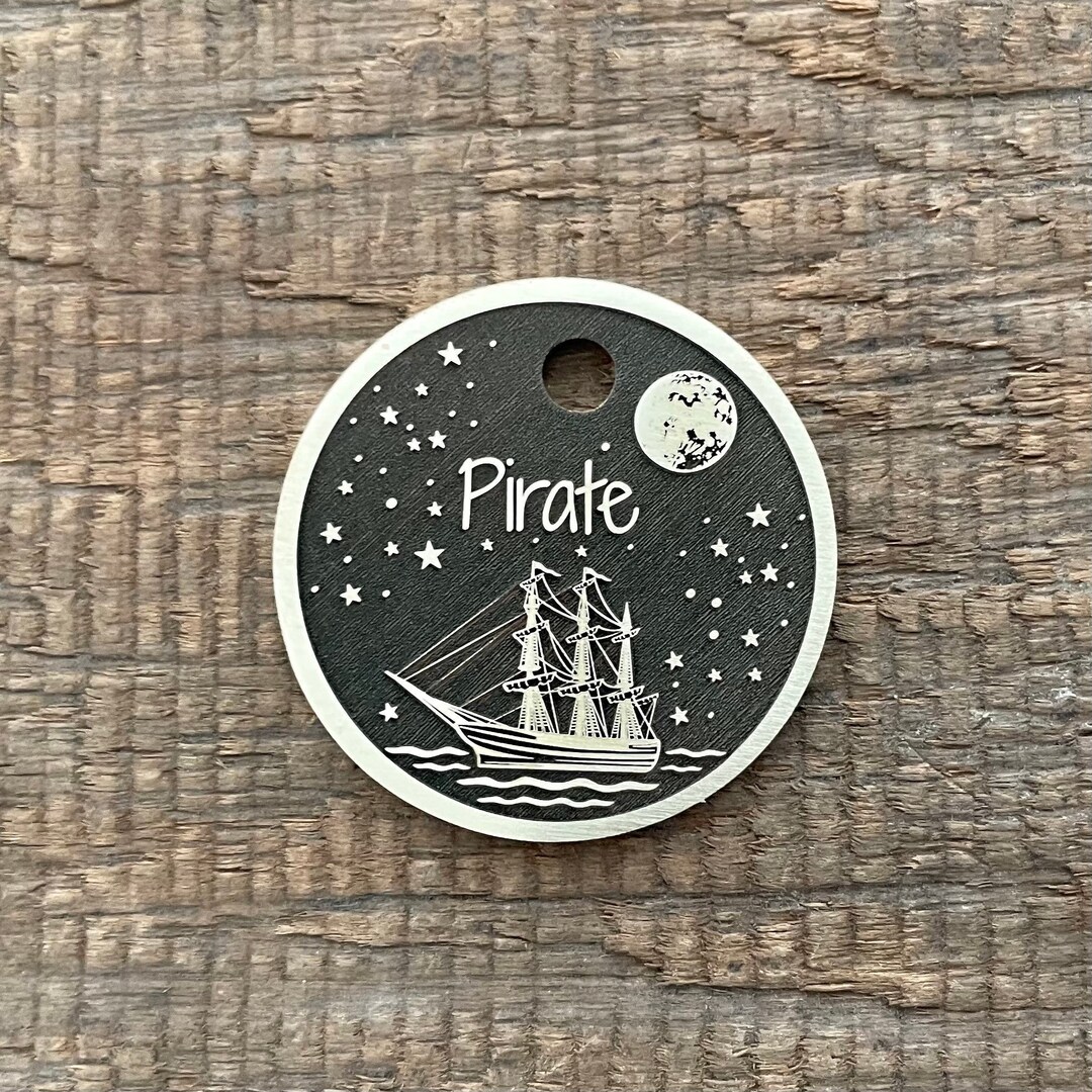 Pirate Ship Dog Tag, Pet ID Tag, Personalized Dog Tag, Microchip Pet ...