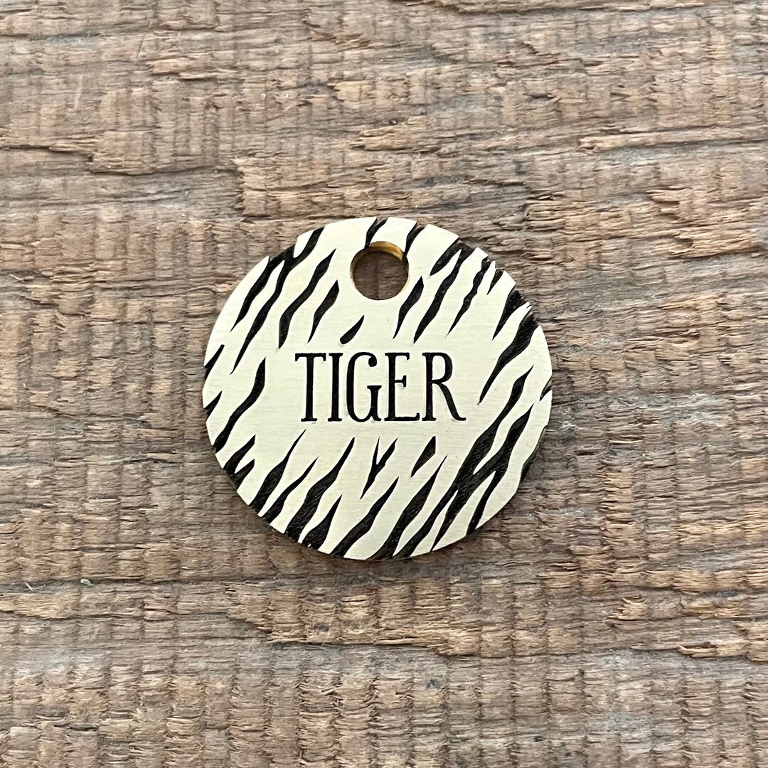 Tiger Pet Tag, Tiger Stripe Cat Tag, Kitten, Pet ID Tag, Personalized ...