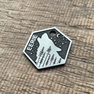 Wolf Dog Tag, Pet ID Tag, Dog Collar Tag, Dog Name Tag, Personalized ...