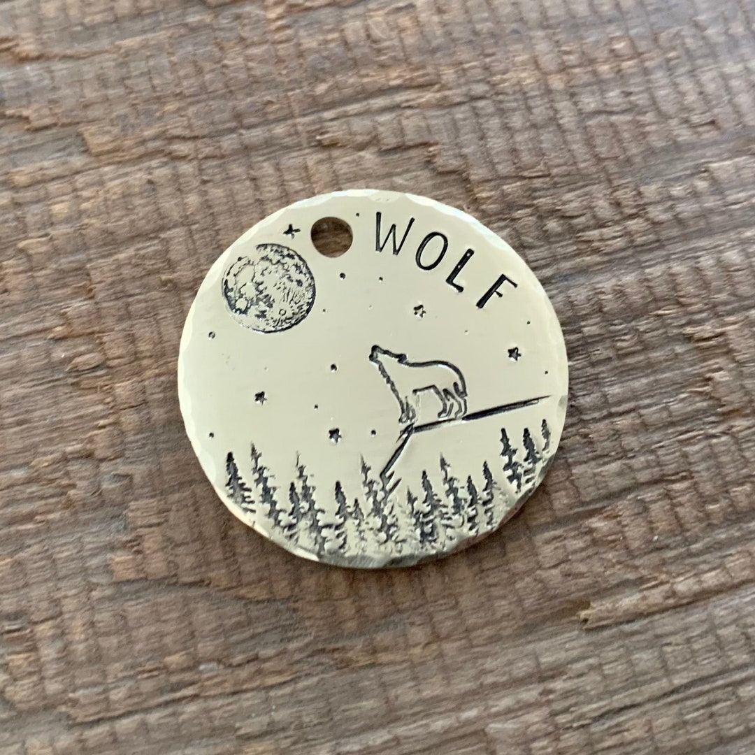Howling Wolf Dog Tag, Pet Tag, Dog Tag Collar, Personalized, Pet ID Tag ...