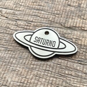 Saturn Shape Dog Tag, Planet, Space Pet ID Tag, Personalized Dog Tag ...