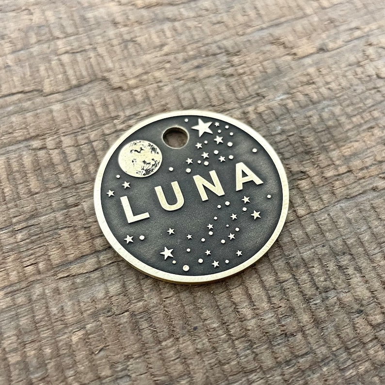 Luna Dog Tag Pet ID Tag Personalized Dog Tag Microchip Pet - Etsy