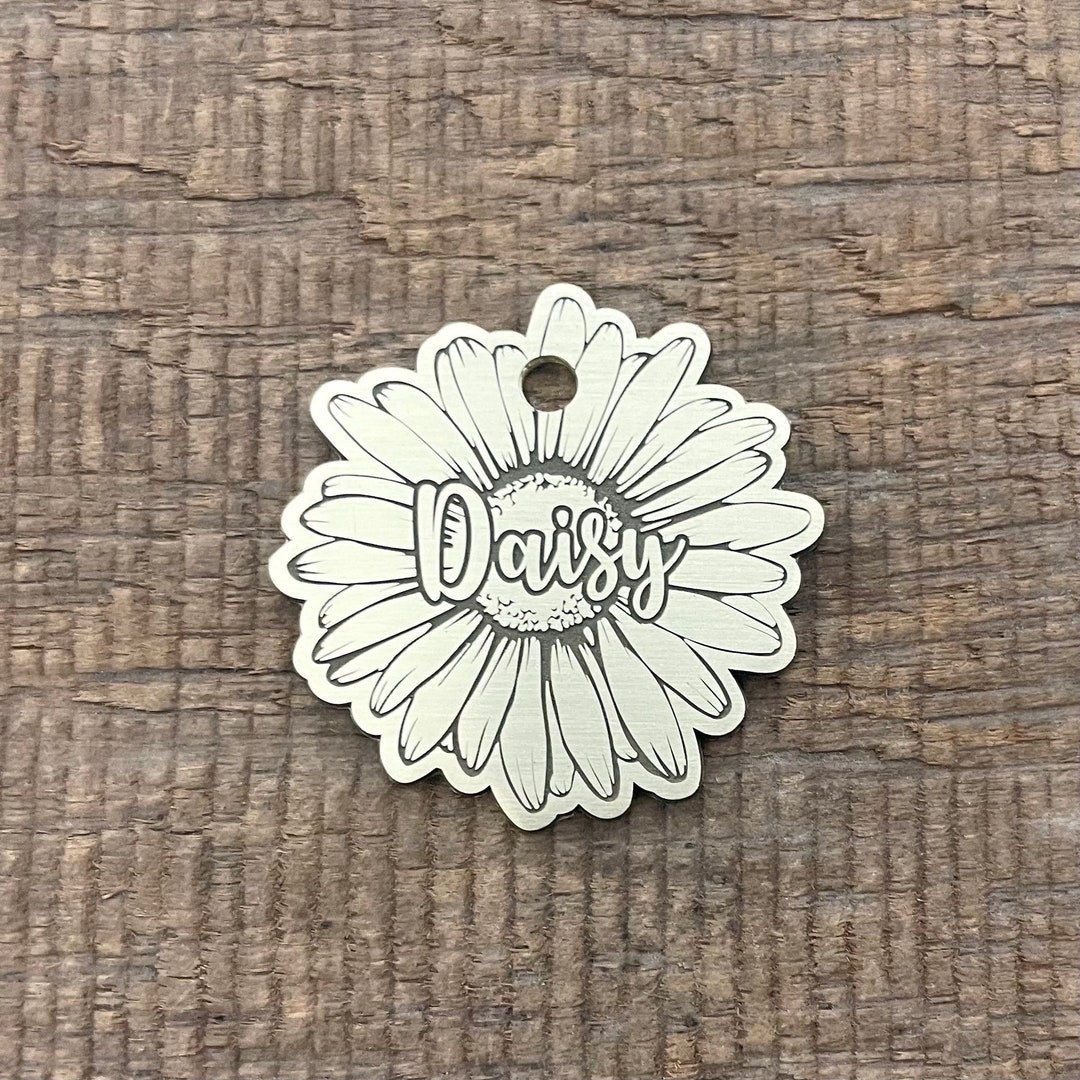 Daisy Shape Dog Tag, Floral Pet ID Tag, Cat ID Tag, Custom Dog Tags ...