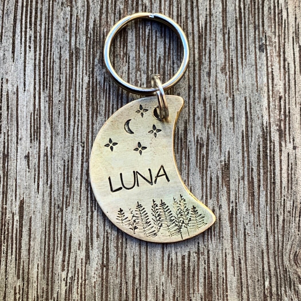 Personalised Custom Moon Shape Pet Tag Hand Made Dog Tag New | Etsy