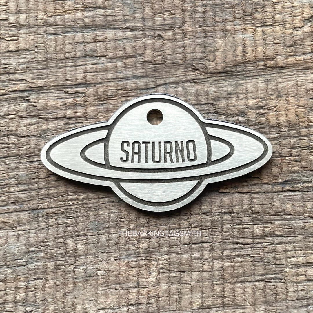 Saturn Shape Dog Tag, Planet, Space Pet ID Tag, Personalized Dog Tag ...