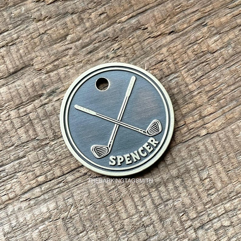 Golf Club Dog Tag, Golfer Pet ID Tag, Aged Vintage Style - Etsy New Zealand