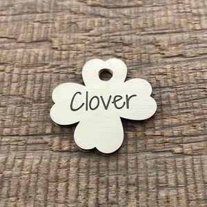 Clover Shape Dog Tag, Four Leaf Clover, Pet ID Tag, Irish Pet Tag, Cat ...