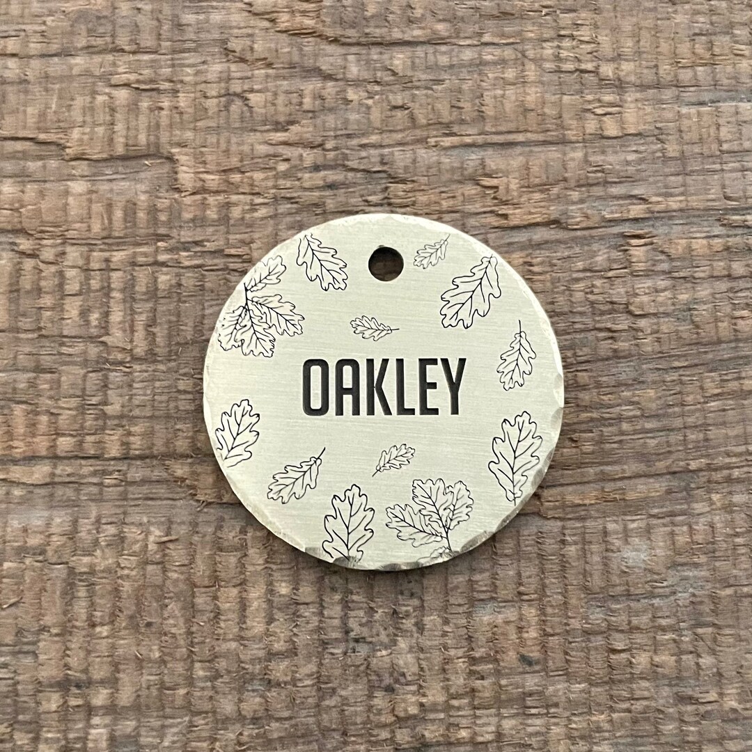 Oak Leaf Dog Tag, Pet ID Tag, Cat ID Tag, Personalized Dog Tag ...